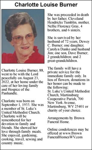 Charlotte Louise Burner | Obituaries | winchesterstar.com