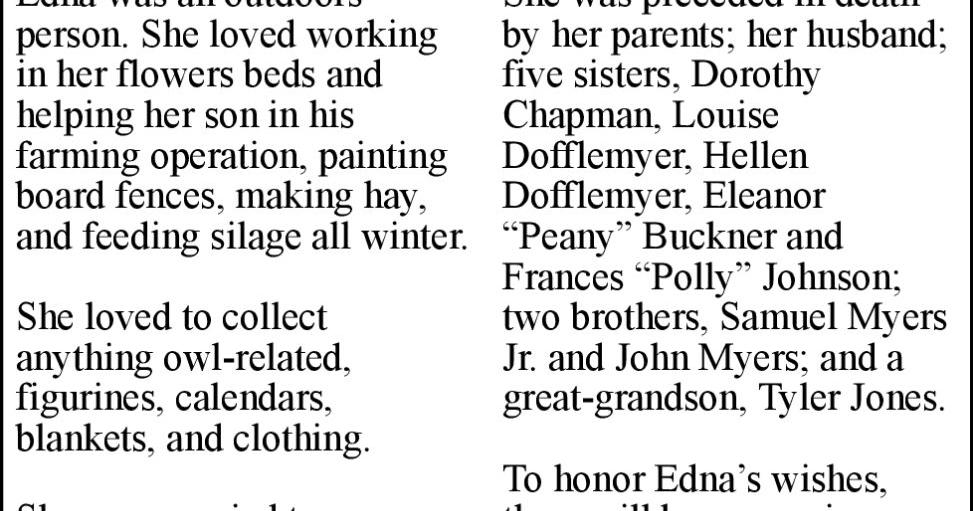 Edna J. Cameron | Obituaries | winchesterstar.com