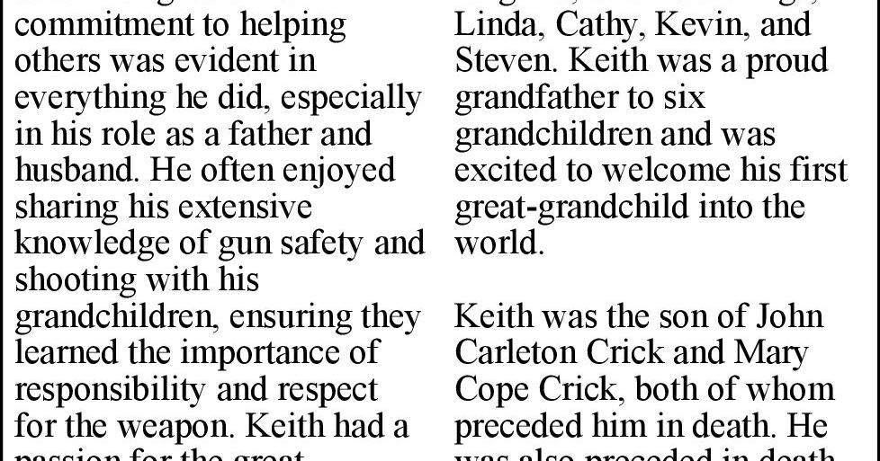 Keith Wilson Crick | Obituaries | winchesterstar.com