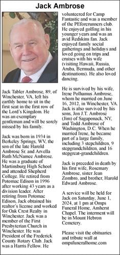Jack Ambrose | Obituaries | winchesterstar.com