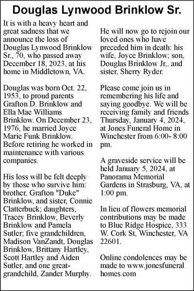 Douglas Lynwood Brinklow Sr. | Obituaries | winchesterstar.com