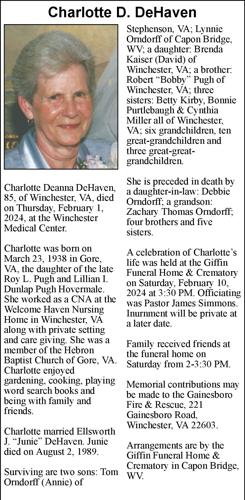 Charlotte D. DeHaven | Obituaries | winchesterstar.com