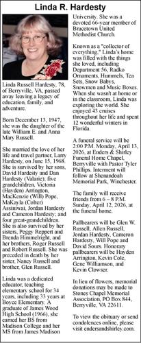 Linda R. Hardesty | Obituaries | winchesterstar.com