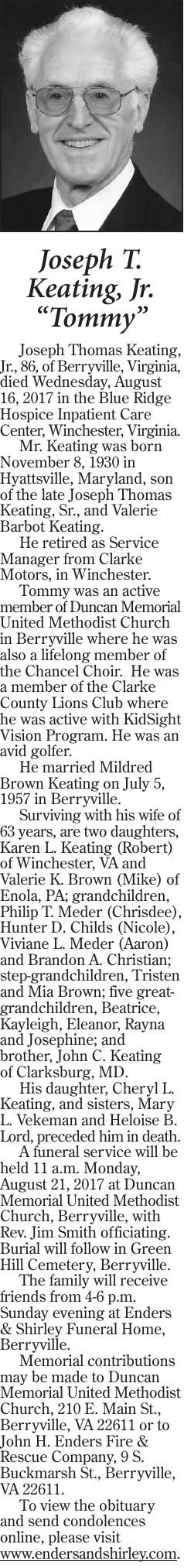 Joseph T. Keating, Jr. “Tommy” | Obituaries | winchesterstar.com
