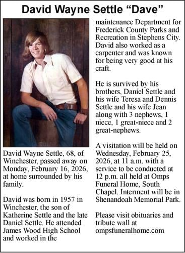 David Wayne Settle “Dave” | Obituaries | winchesterstar.com