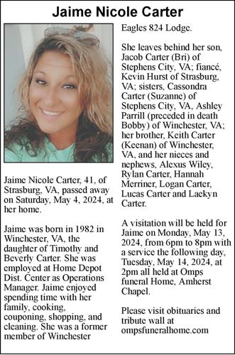 Jaime Nicole Carter | Obituaries | winchesterstar.com