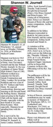 Shannon W. Journell | Obituaries | winchesterstar.com