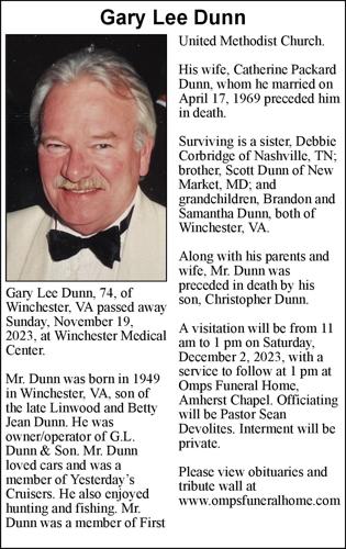 Gary Lee Dunn | Obituaries | winchesterstar.com