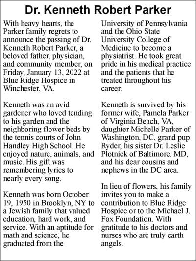 Dr. Kenneth Robert Parker | Obituaries | winchesterstar.com