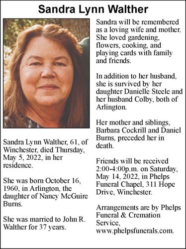 Sandra Lynn Walther | Obituaries | winchesterstar.com