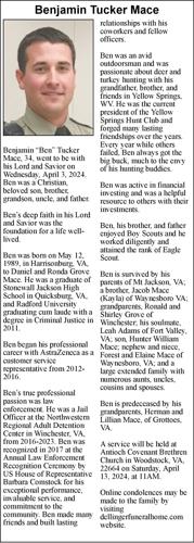 Benjamin Tucker Mace | Obituaries | winchesterstar.com