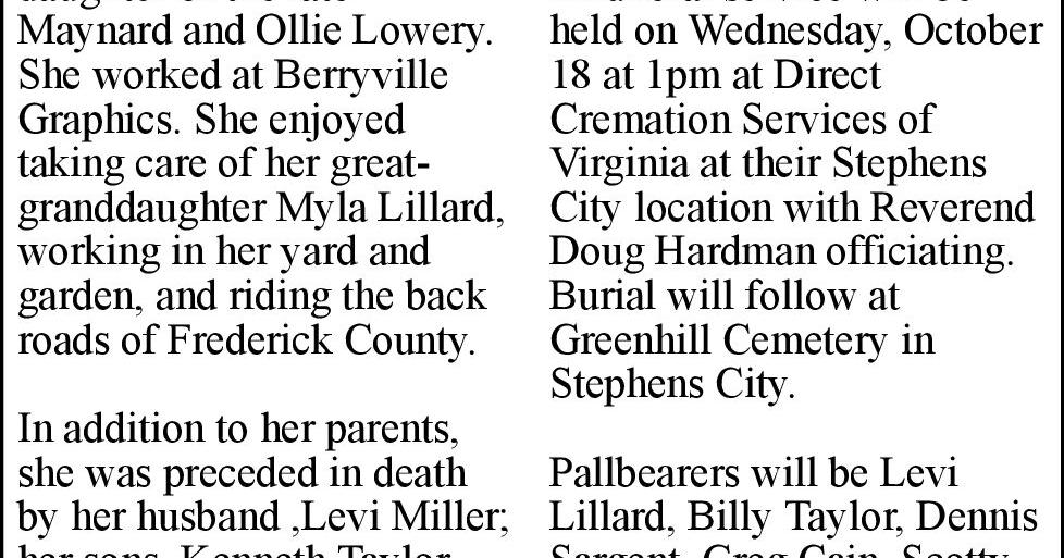 Jean Ellen Lowery Miller | Obituaries | winchesterstar.com