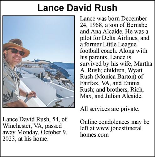 Lance David Rush | Obituaries | winchesterstar.com