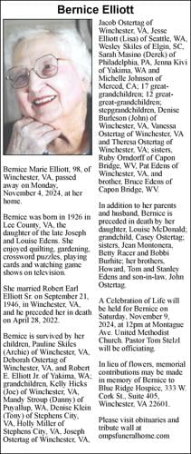 Bernice Elliott | Obituaries | winchesterstar.com