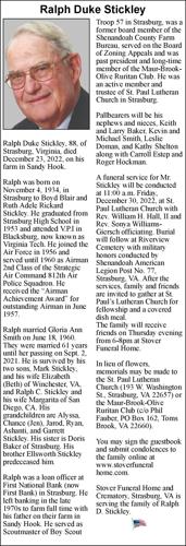 Ralph Duke Stickley | Obituaries | winchesterstar.com