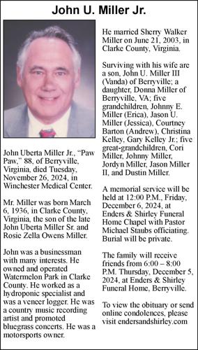 John U. Miller Jr. | Obituaries | winchesterstar.com
