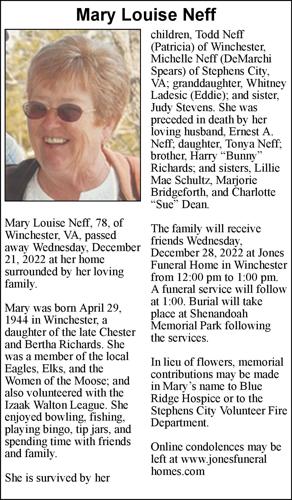 Mary Louise Neff | Obituaries | winchesterstar.com