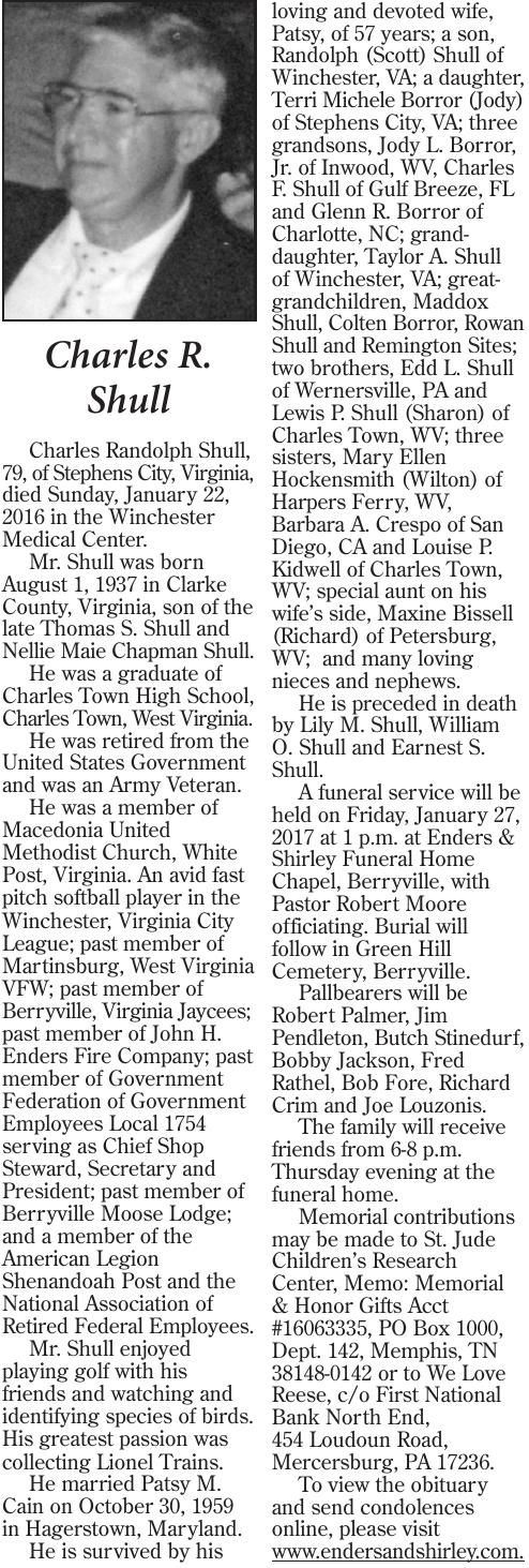 Charles R. Shull | Obituaries | winchesterstar.com