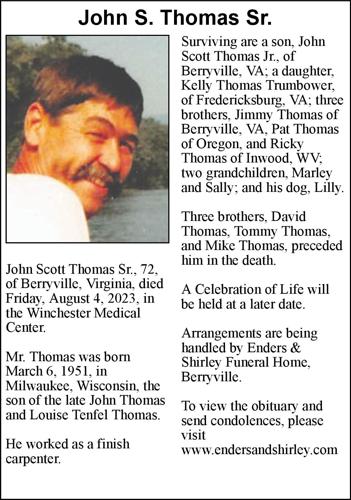 John S. Thomas Sr. | Obituaries | winchesterstar.com
