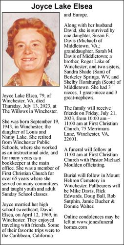 Joyce Lake Elsea | Obituaries | winchesterstar.com
