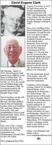 David Eugene Clark | Obituaries | winchesterstar.com
