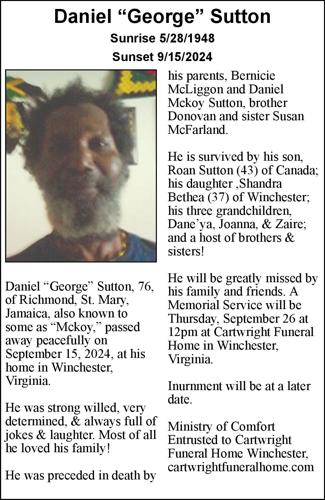 Daniel “George” Sutton Sunrise 5/28/1948 Sunset 9/15/2024 | Obituaries ...