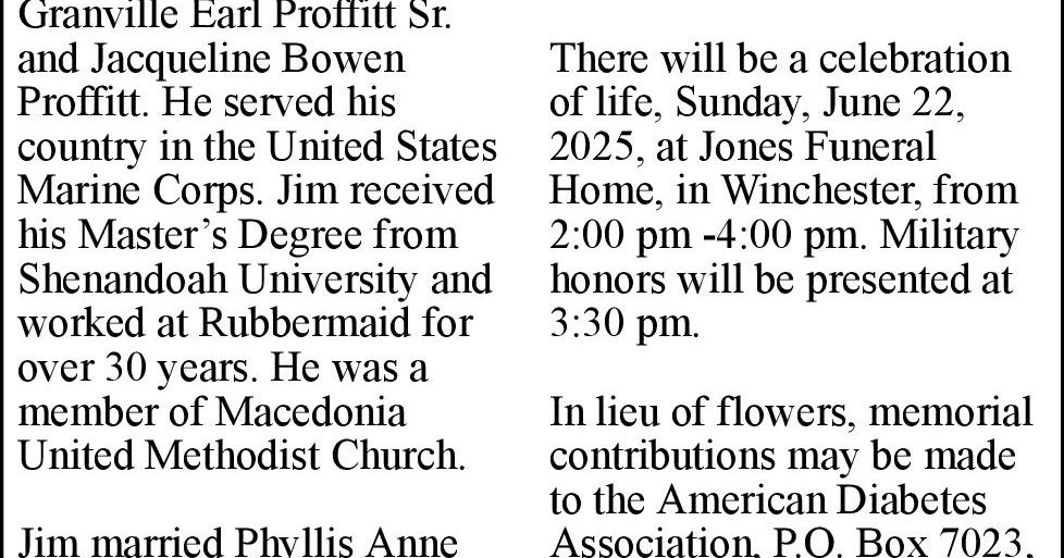 James Lewis “Jim” Proffitt | Obituaries | winchesterstar.com