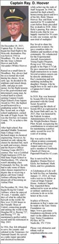 Captain Ray. D. Hoover | Obituaries | winchesterstar.com