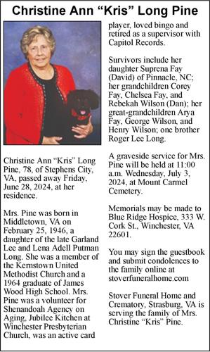 Christine Ann “Kris” Long Pine | Obituaries | winchesterstar.com