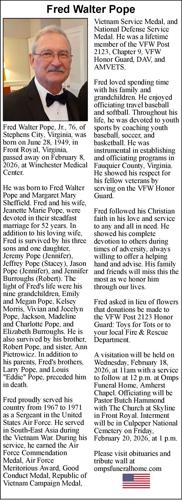 Fred Walter Pope | Obituaries | winchesterstar.com