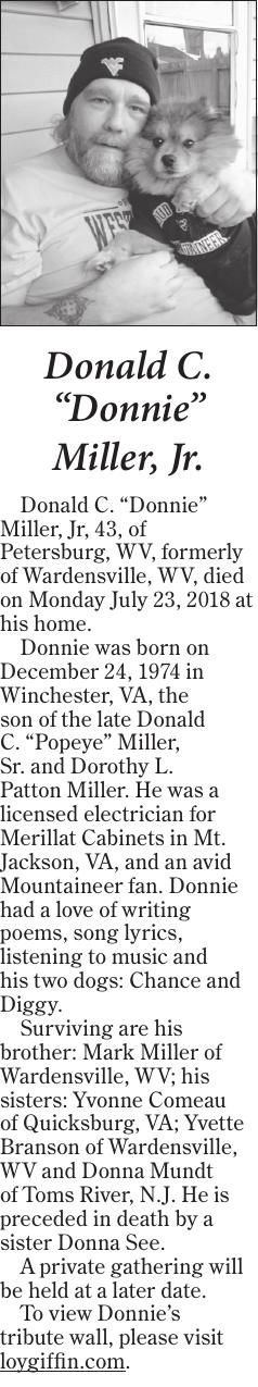 Donald C. “Donnie” Miller, Jr. | Obituaries | winchesterstar.com