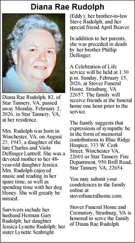 Diana Rae Rudolph | Obituaries | winchesterstar.com