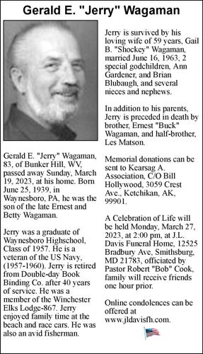 Gerald E. "Jerry" Wagaman | Obituaries | winchesterstar.com