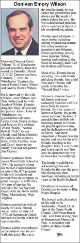 Donivan Emory Wilson | Obituaries | winchesterstar.com