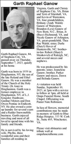 Garth Raphael Ganow | Obituaries | winchesterstar.com