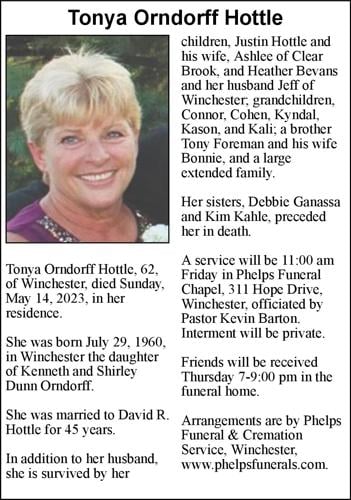 Tonya Orndorff Hottle | Obituaries | winchesterstar.com