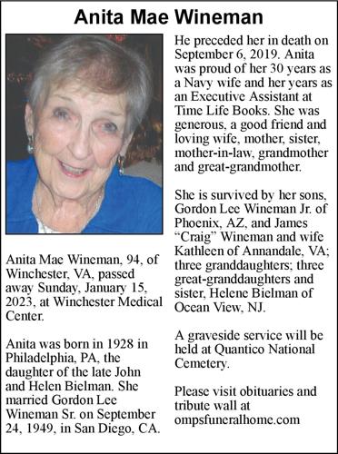 Anita Mae Wineman | Obituaries | winchesterstar.com