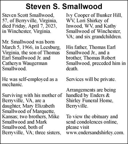 Steven S. Smallwood | Obituaries | winchesterstar.com
