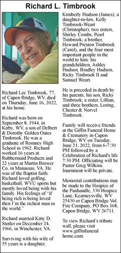 Richard L. Timbrook | Obituaries | winchesterstar.com