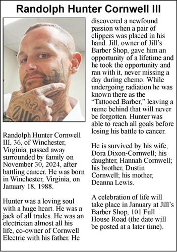 Randolph Hunter Cornwell III | Obituaries | winchesterstar.com