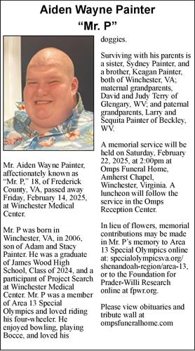 Aiden Wayne Painter “Mr. P” | Obituaries | winchesterstar.com