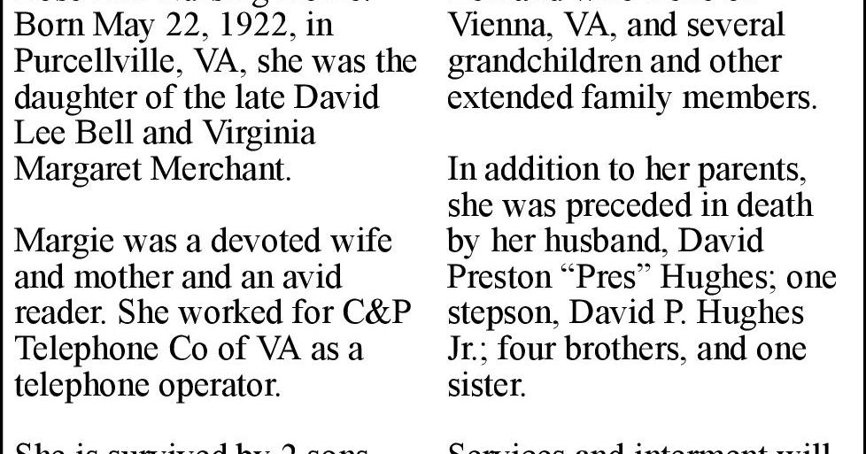 Marjorie June “Margie” Hughes | Obituaries | winchesterstar.com