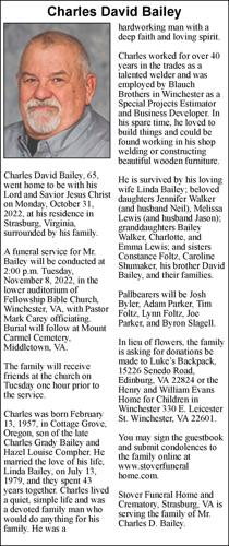 Charles David Bailey | Obituaries | winchesterstar.com