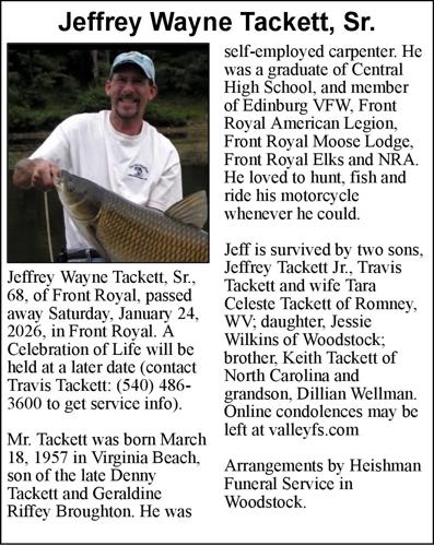 Jeffrey Wayne Tackett, Sr. | Obituaries | winchesterstar.com