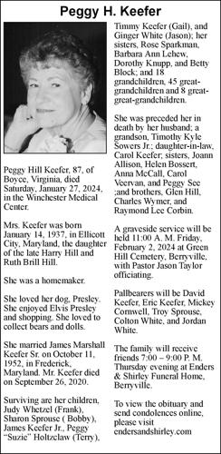 Peggy H. Keefer | Obituaries | winchesterstar.com