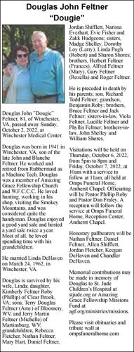 Douglas John Feltner “Dougie” | Obituaries | winchesterstar.com