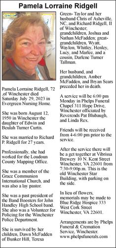 Pamela Lorraine Ridgell | Obituaries | winchesterstar.com
