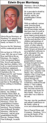 Edwin Bryan Morrissey | Obituaries | winchesterstar.com