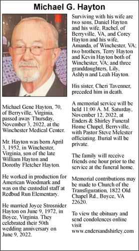 Michael G. Hayton | Obituaries | winchesterstar.com