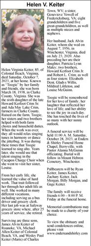 Helen V. Keiter | Obituaries | winchesterstar.com